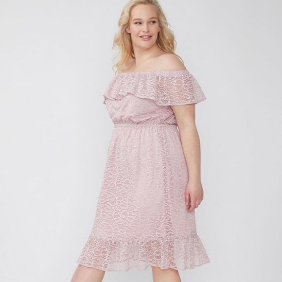 Lane Bryant | Dresses | 37 Lane Bryant Nwt Lace 24 3 Off Shoulder Blush Dress | Poshmark